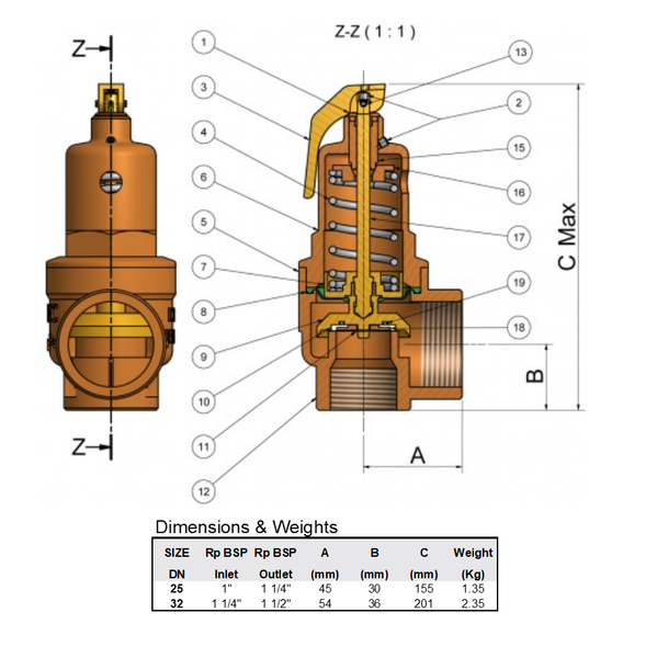 High Lift Safety Valve 3.7 bar DN 25